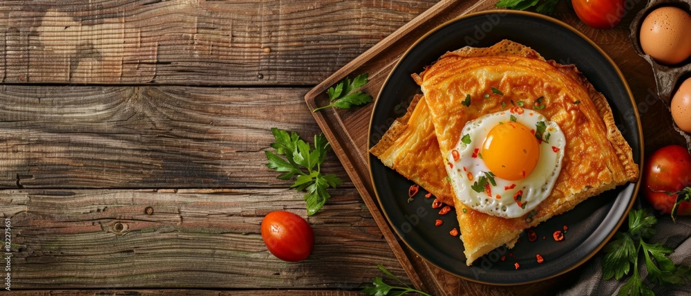 Top view of Indonesian martabak with egg, using the rule of thirds ...