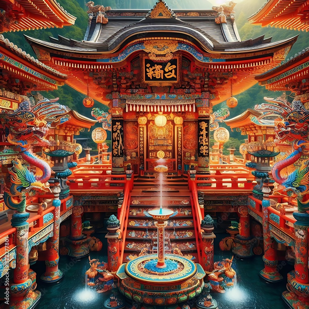 Beautiful Chinese temple, ancient architecture and building Asian ...