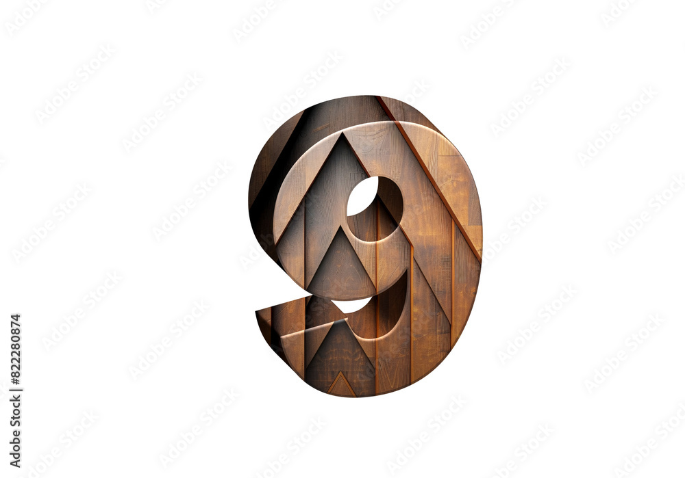3d Wood Numbers, Alphabet Number Nine made of wood material, high ...