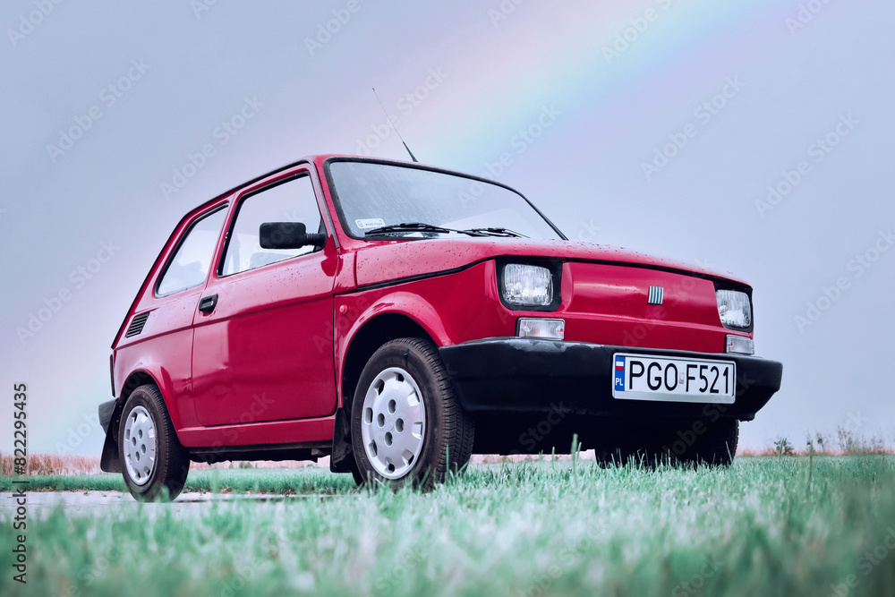 Buk, Poland - July 28, 2021. Fiat 126p, also known as "Maluch", iconic ...