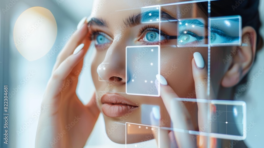 Virtual Makeup Try-On Technology: Woman Using Digital App for Modern ...