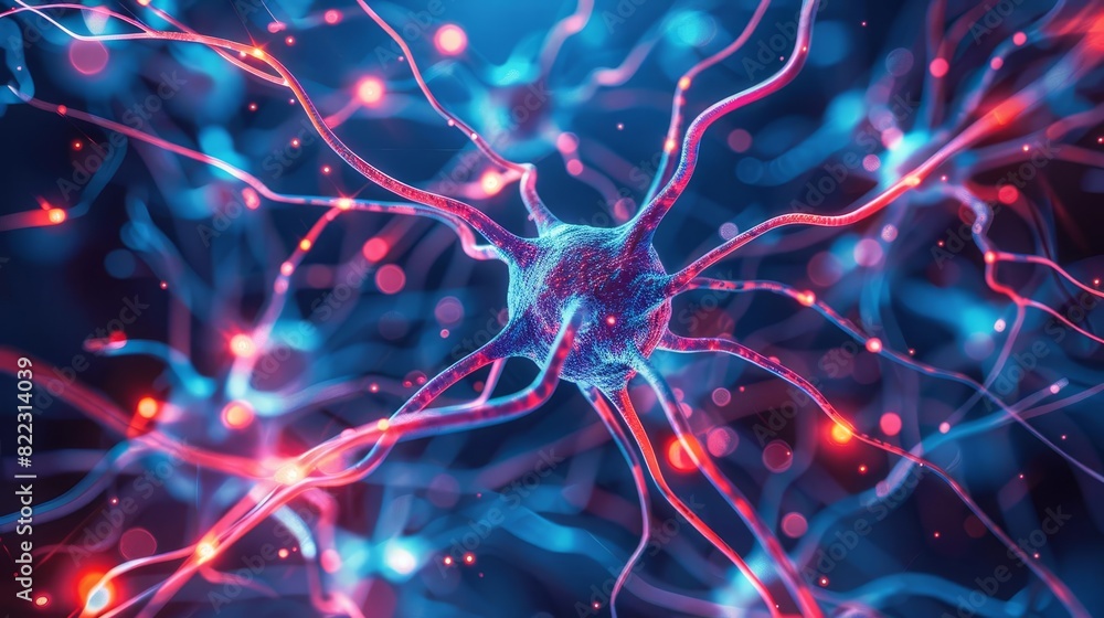 active nerve cells in the human brain 3d microanatomy illustration of ...