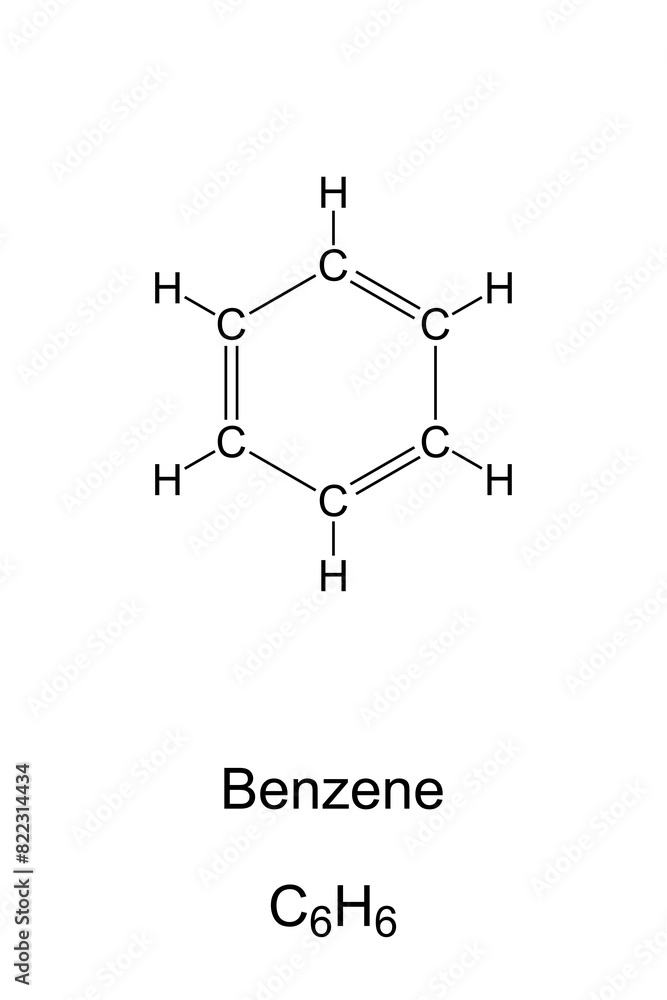 Poster Benzene, C6H6, chemical formula and skeletal structure – Wall ...