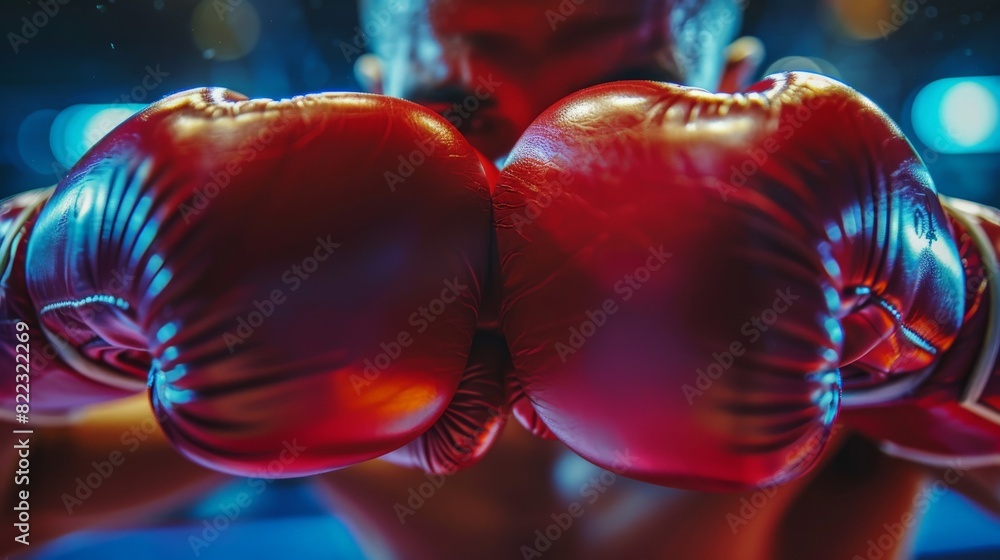 Detailed view of a pair of red boxing gloves, iconic gear for Olympic ...