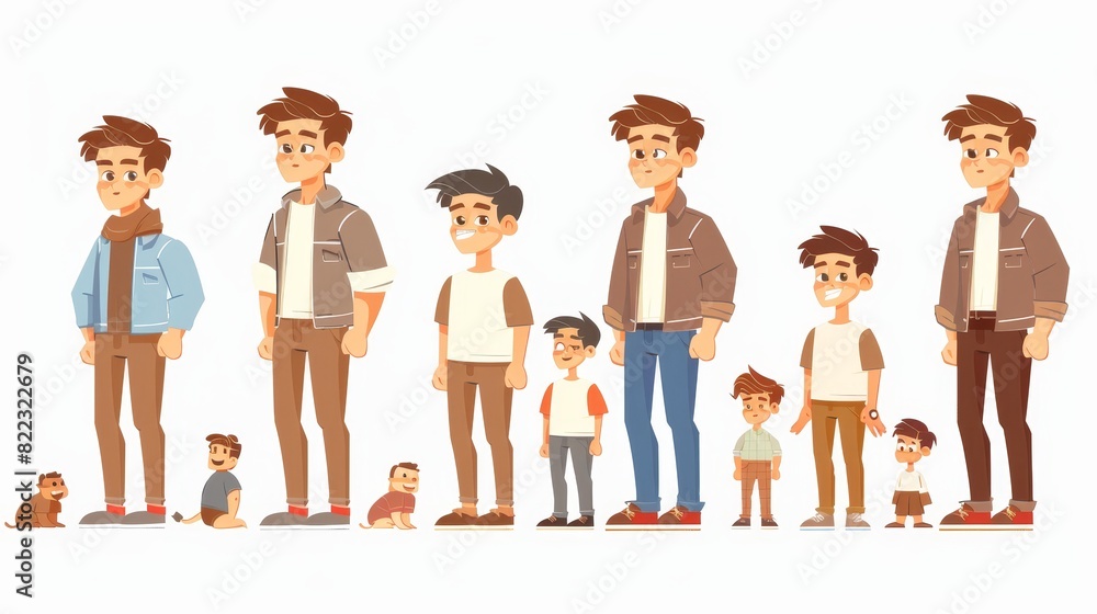 Male character lifespan, age generation, man's growth and aging process ...