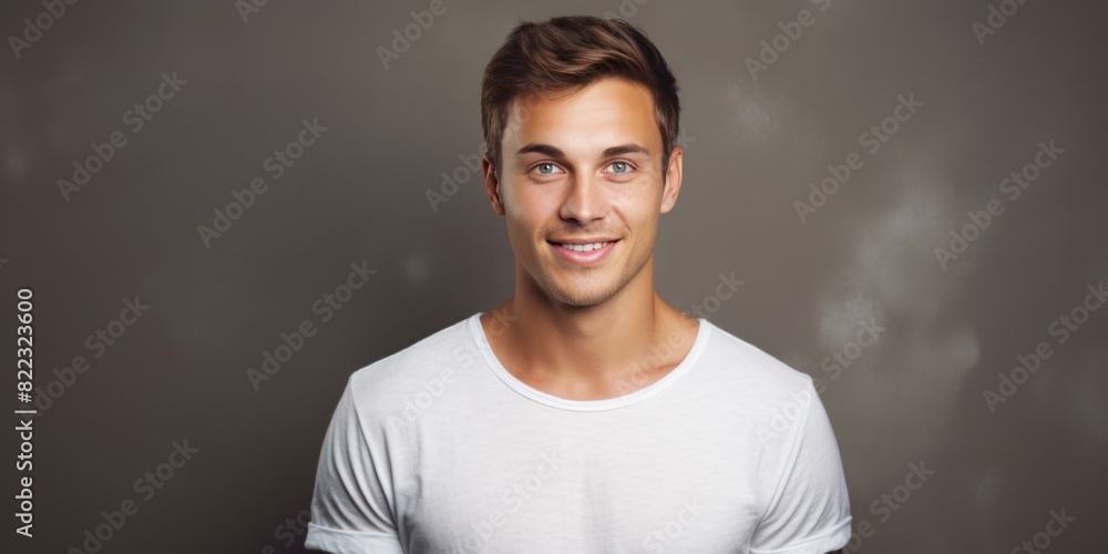 Silver background Happy european white man realistic person portrait of ...