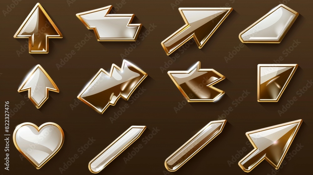 An illustration of a golden and white transparent mouse pointer in ...