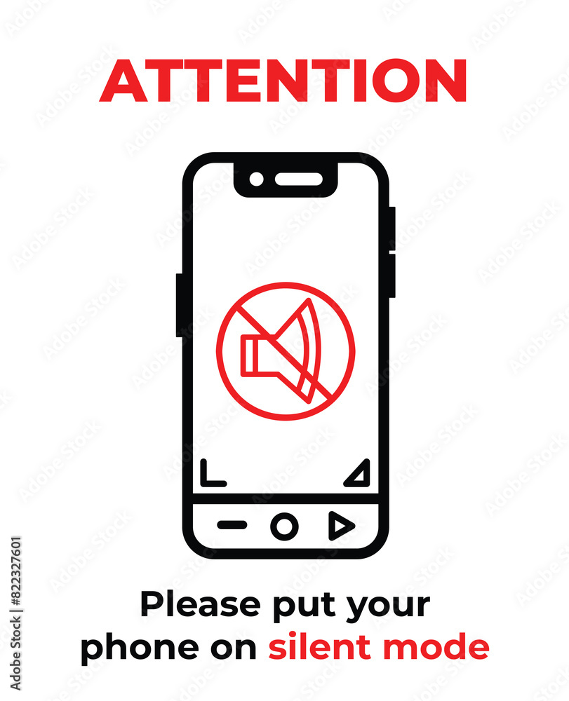 Please put your phone on silent mode with audio mute sign banner ...