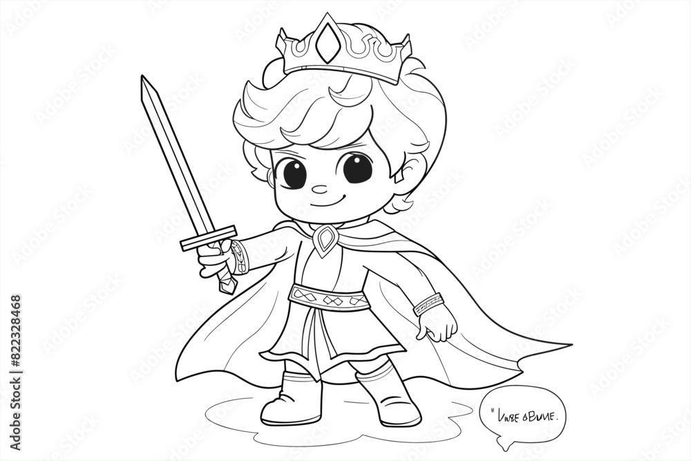 coloring pages with cute prince characters, coloring book, happy prince ...