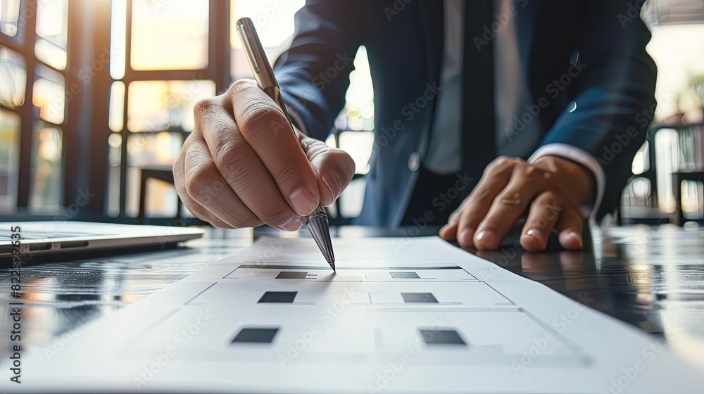 businessman checking correct tick mark in quality control document ...