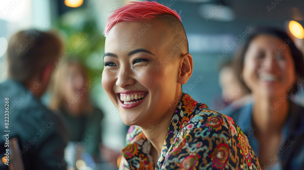 Inclusive image showing happy smiling disabled multiracial office ...