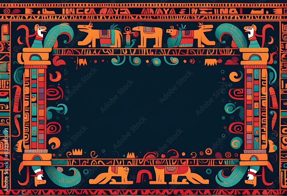 Dynamic Animated Illustration Border in Inca Maya Style with Spacious ...