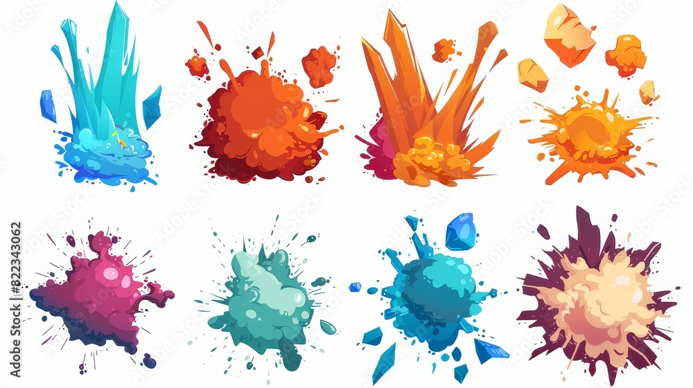 Cartoon set icon explosion modern illustration. Modern illustration ...