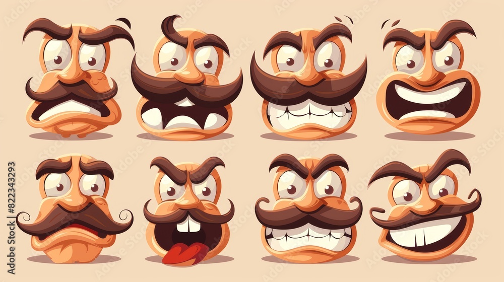 Modern set of comic smiles for logos in the style of retro 30s cartoon ...