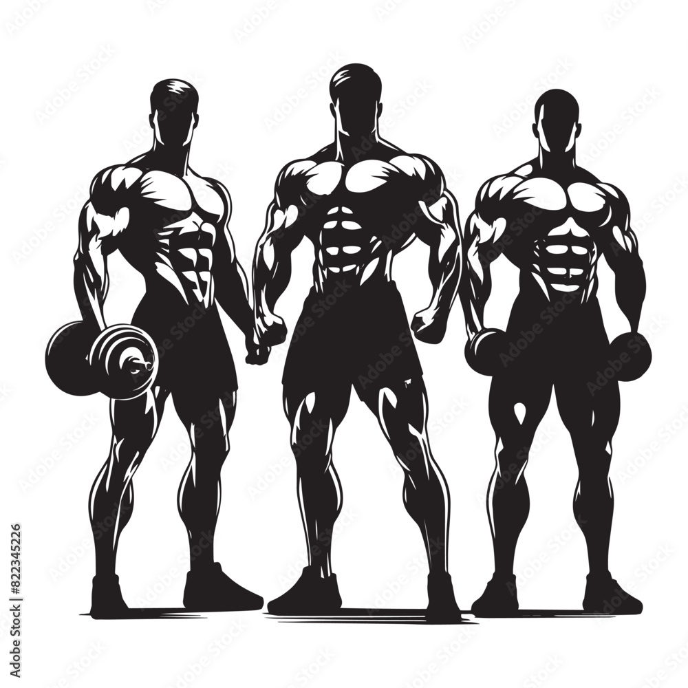 Vetor de a clean body builder vector lines ,Muscular man in different ...