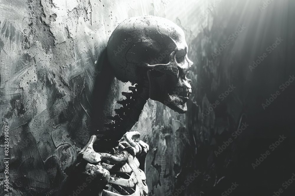 Artistic rendering of Death (card 13) with a skeletal figure half in ...