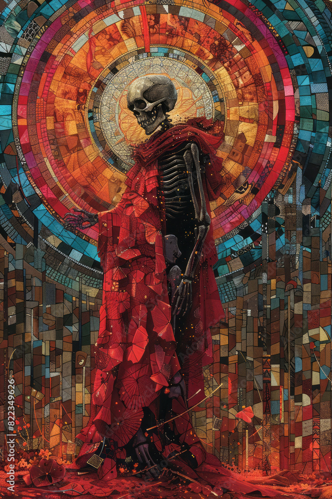 Artistic rendering of Death (card 13) within a spiral of the Flower of ...