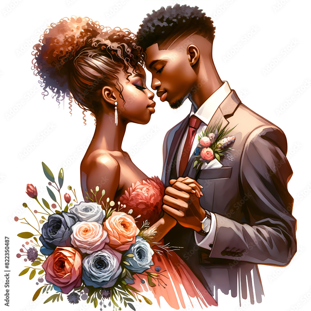 Wedding Romantic Couple Illustration Clipart, Wedding Invitation or ...