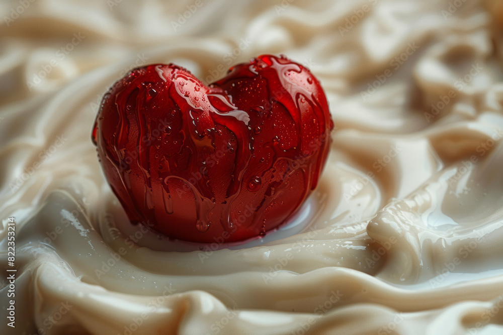 Depiction of a bleeding heart wrapped in a blanket of milk ...