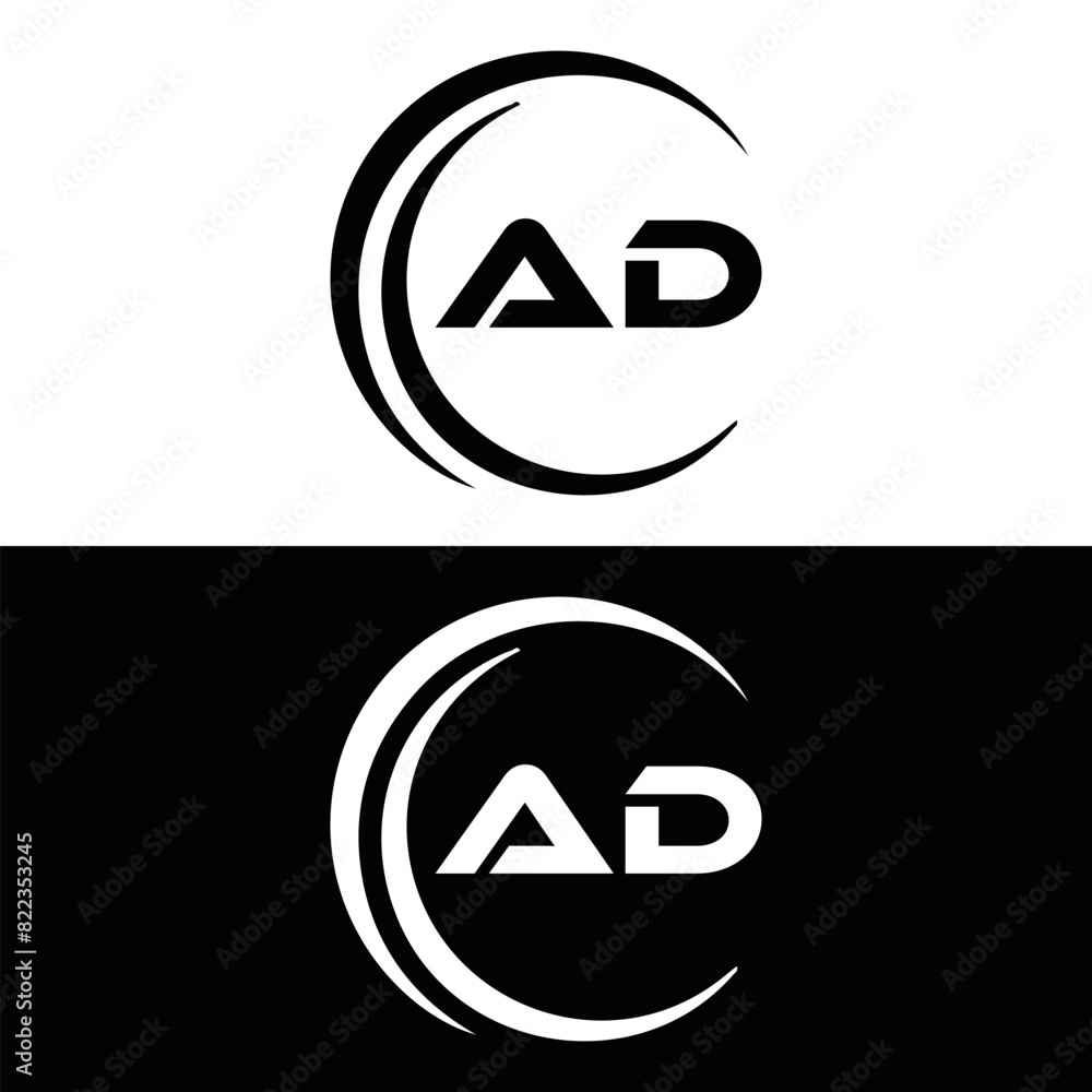 AD logo. A D design. White AD letter. AD, A D letter logo design. A D ...