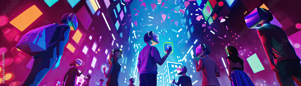 LGBTQ parade in a virtual reality world, with avatars and digital pride ...