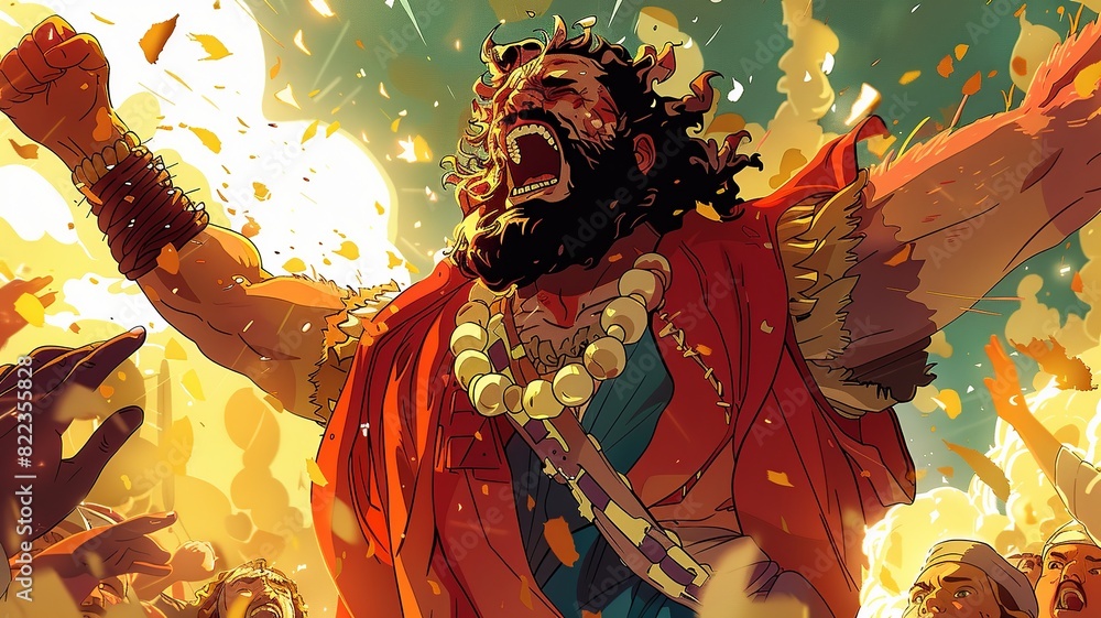 Experience a vibrant cartoon interpretation portraying Samson's ...