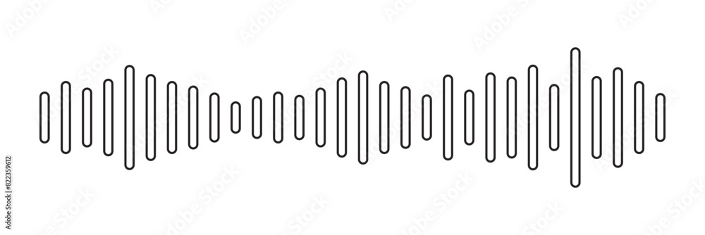 Radio Wave icon. Monochrome simple sound wave on transparent background ...