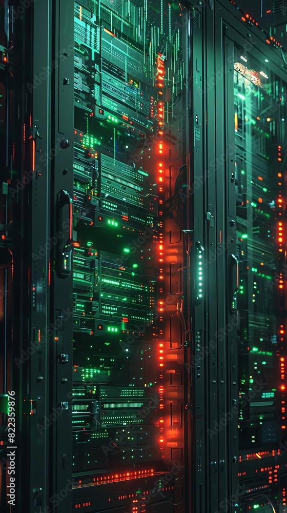 Artificial Intelligence Server Rack A server rack glowing with LED ...
