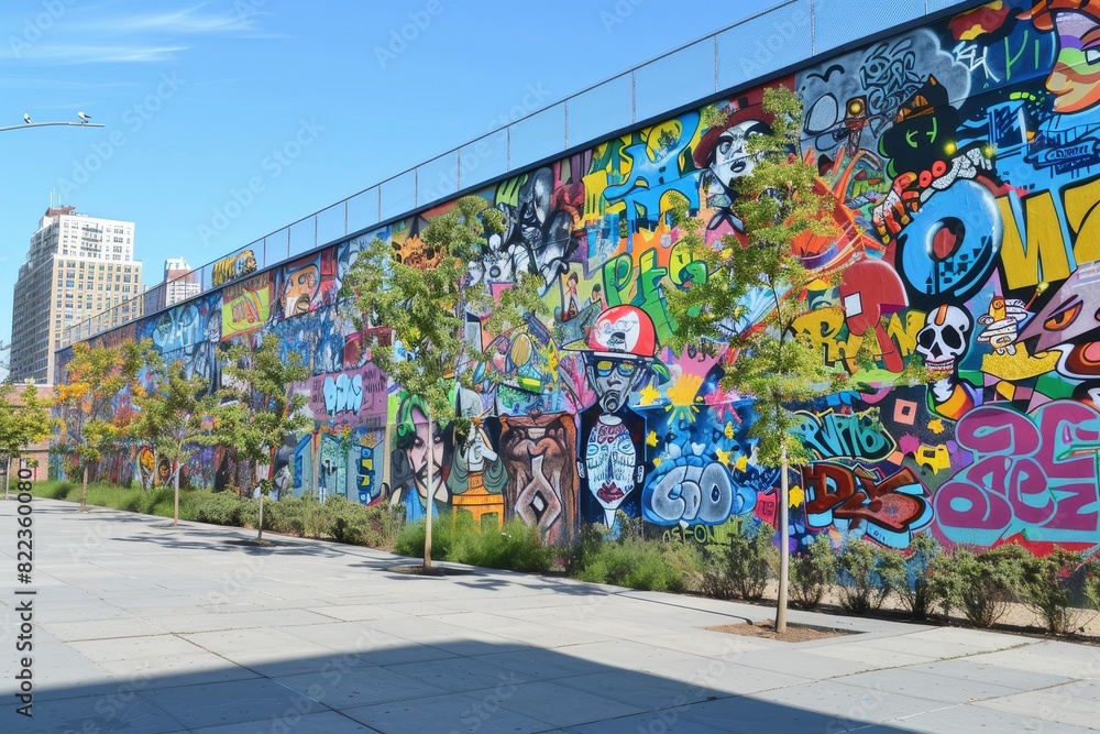 Expansive Mural Showcasing Iconic Graffiti Art and Street Culture in ...