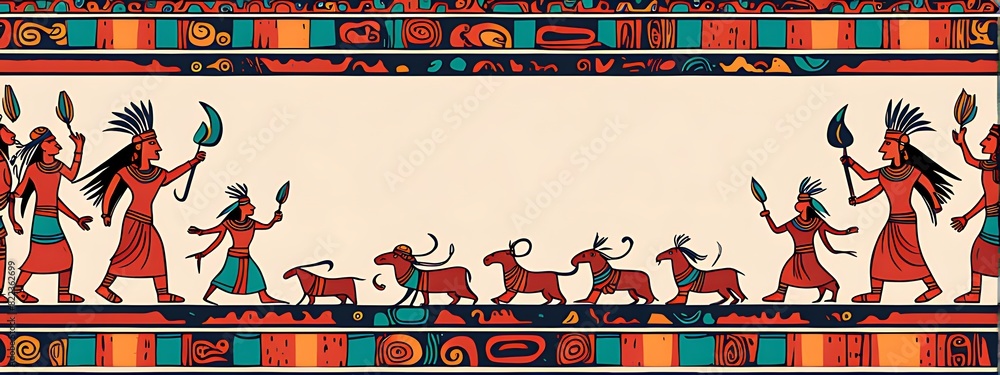 Dynamic Animated Illustration Border in Inca Maya Style with Spacious ...