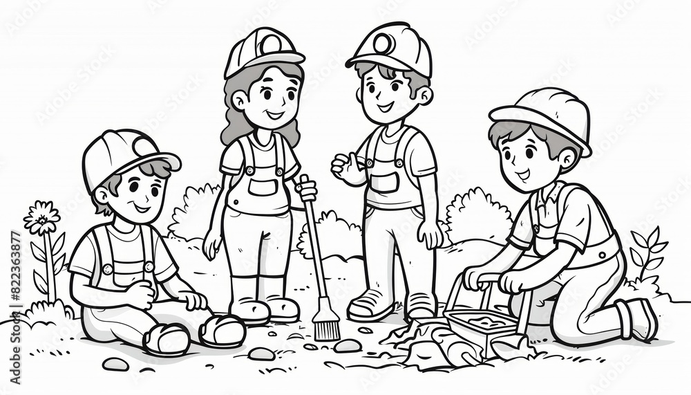 Simple line drawing of Labor Day coloring page Photos showing workers ...