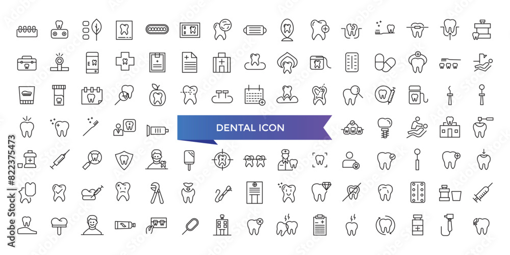 Dental icon collection. Related to tooth, dentist, toothpaste ...