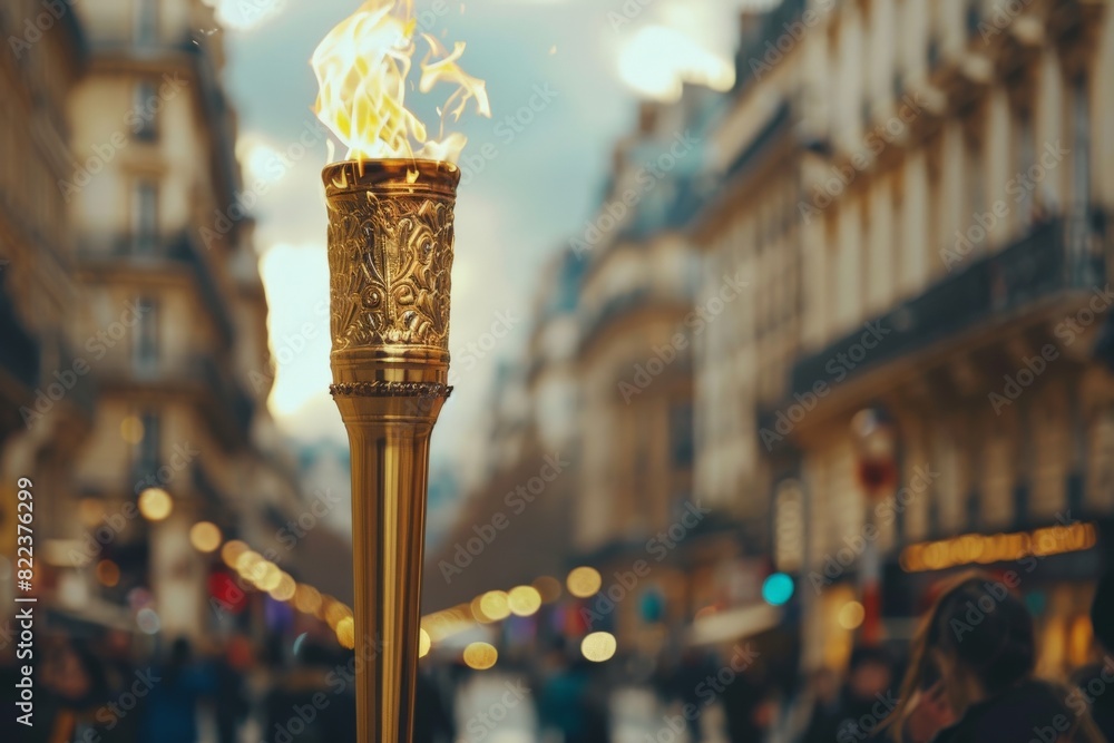 Olympic Torch on a Blurred Paris Street During the Olympic Games ...