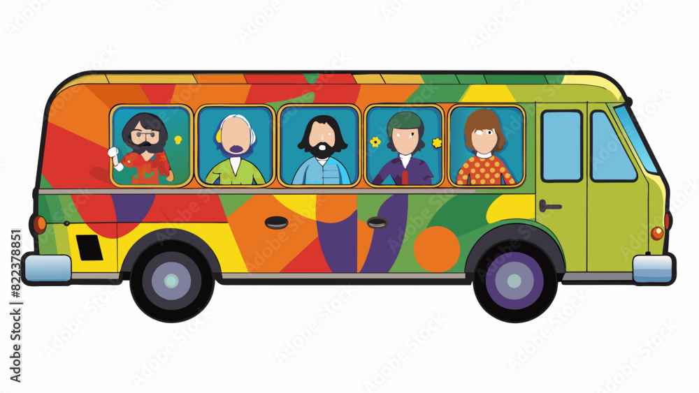 The bands tour bus is adorned with a vibrant mural depicting their ...