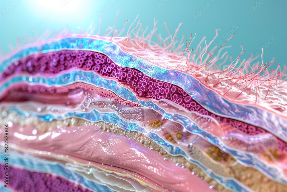Detailed 3D Illustration of Skin Cross Section Post Laser Treatment ...