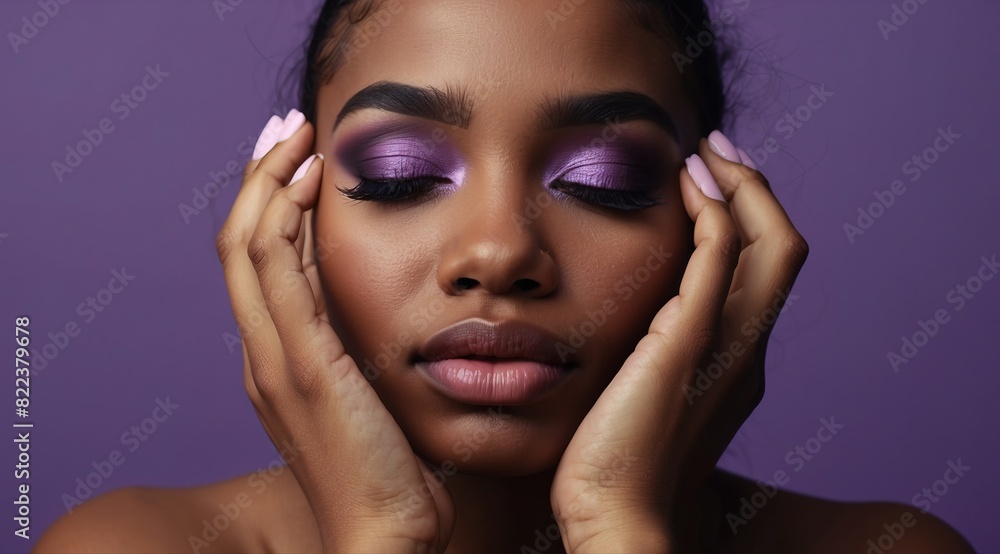 Beautiful attractive black woman model crying expression hand on face ...