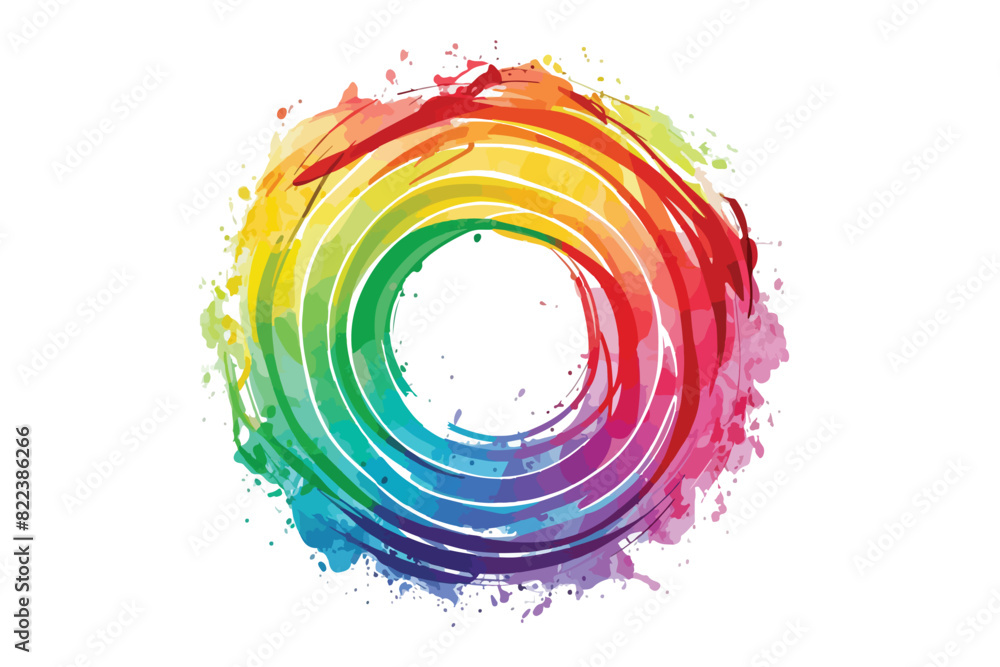 Abstract colorful rainbow color painting illustration and Watercolor ...