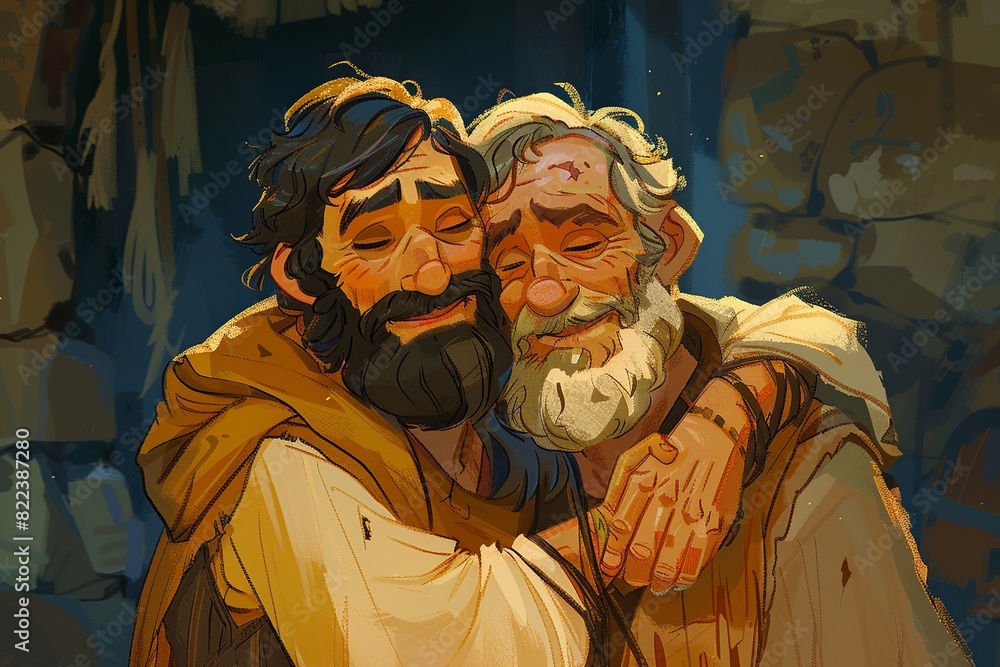 Visualize a lively cartoon representation showcasing the emotional ...