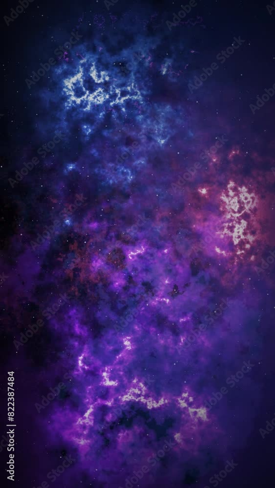 Vertical Flying into Blue Nebula Space and Stars 4K Loop features a ...
