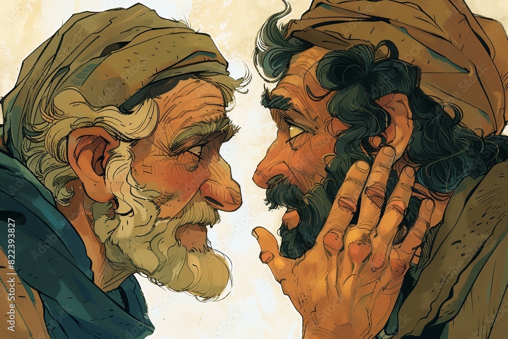 Envision a cartoon depiction capturing a pivotal moment of sibling ...