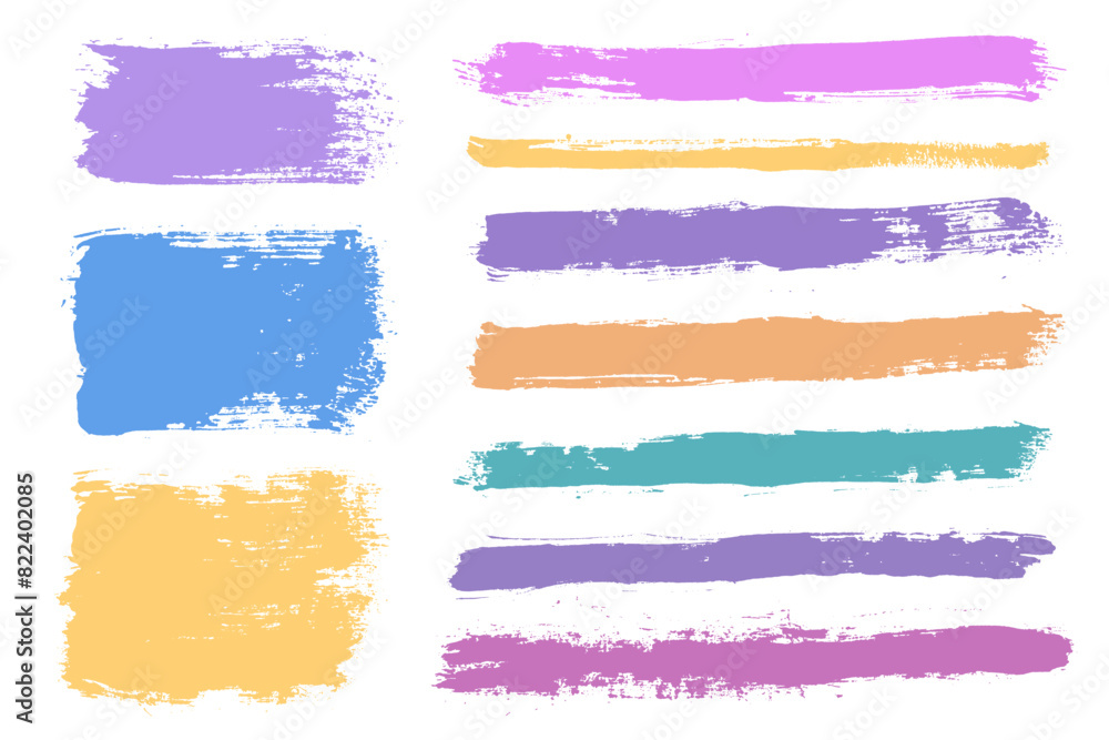 Brush strokes vector. Colorful backgrounds. Set of text boxes ...