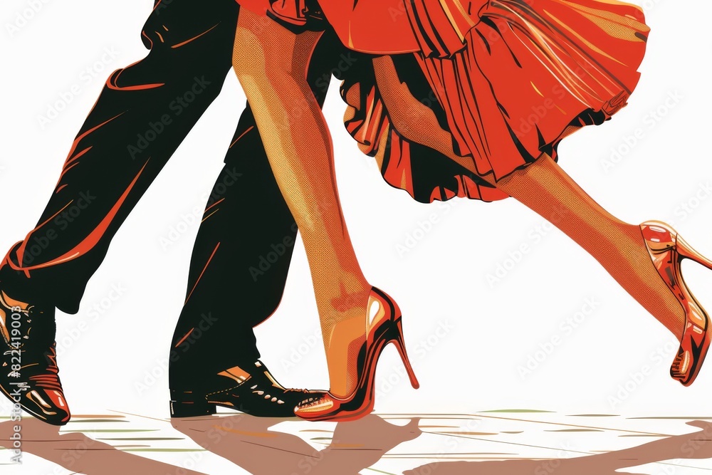 Vivid illustration showcasing the intricate footwork of tango dancers ...
