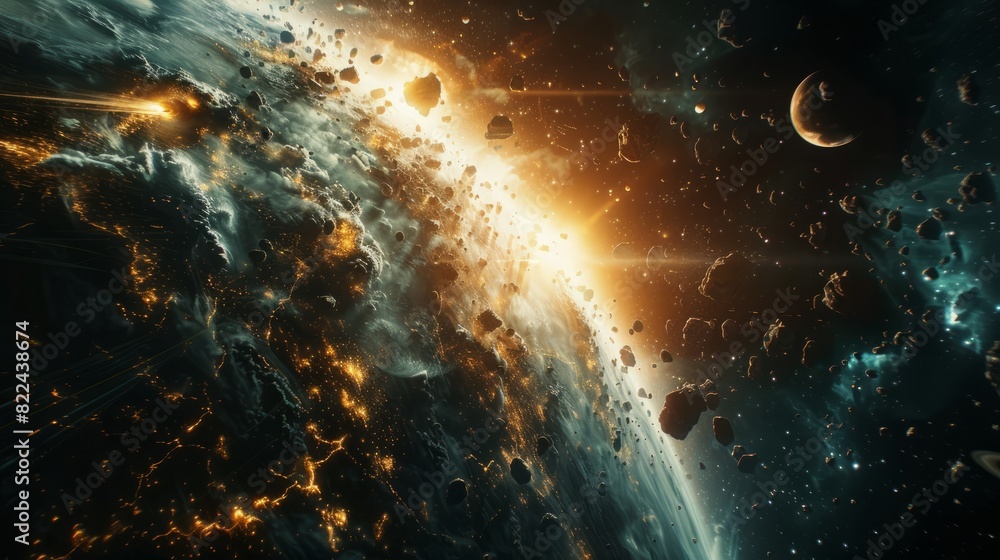 Interstellar intergalactic war in outer infinity space. High-tech deep ...