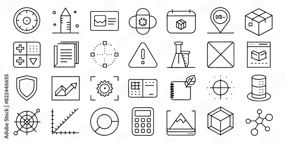 Dimension, area, perimeter, measurement, size editable stroke set on ...