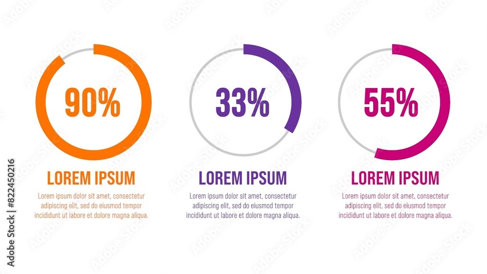 Modern Pie Style Circle Graph Chart With Percentages and Details ...