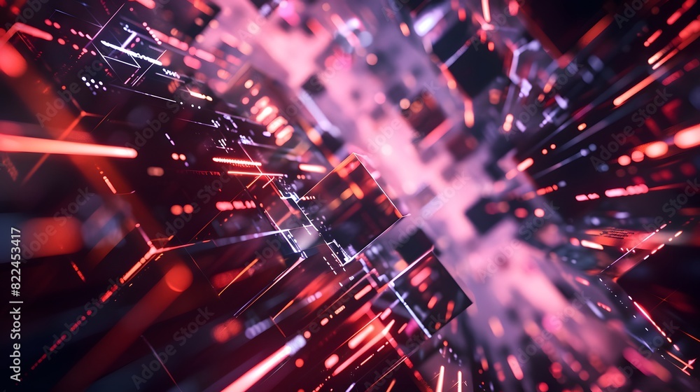Realistic modern illustration of high speed red light warping with ...
