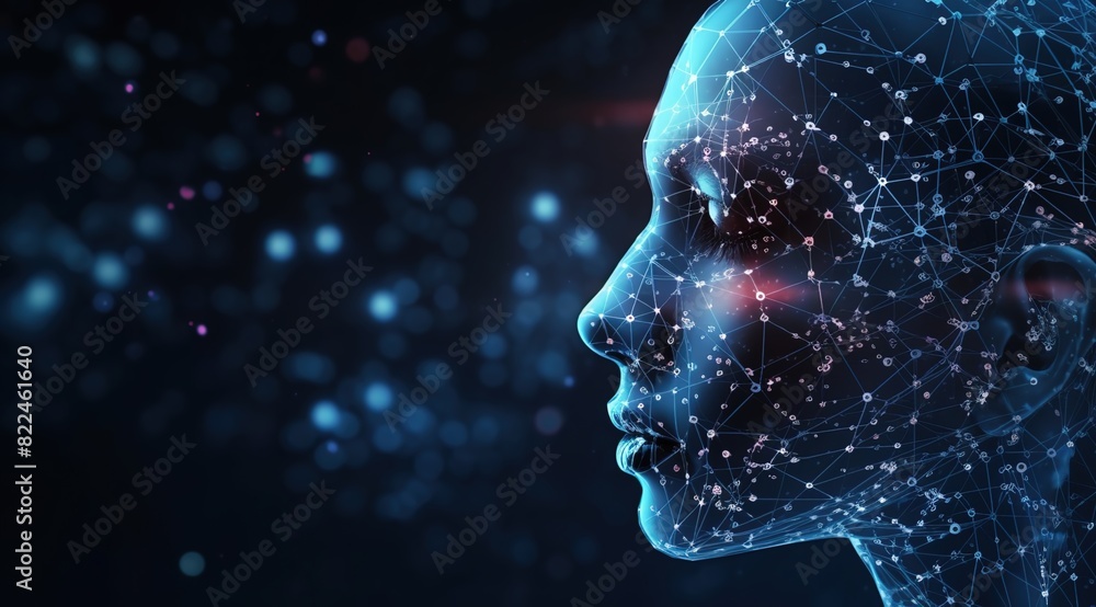 Abstract mash line and point human Brain. Low poly Neural network. IQ ...