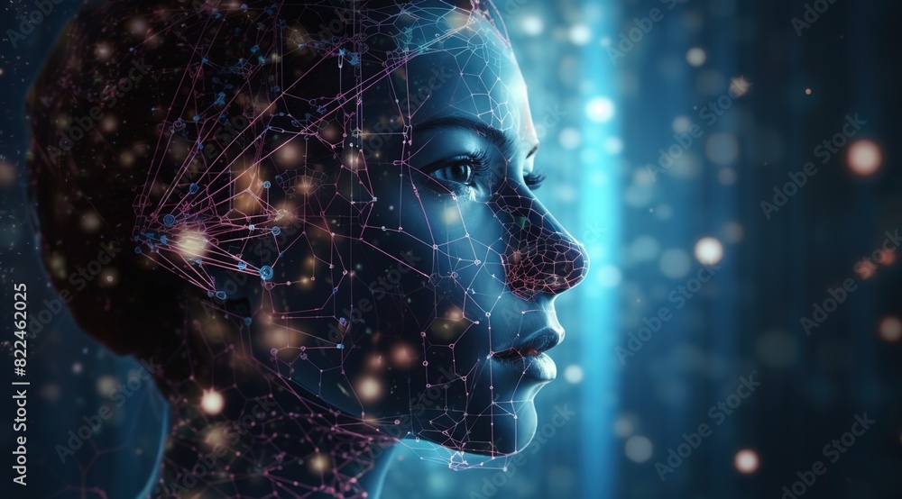 Abstract mash line and point human Brain. Low poly Neural network. IQ ...