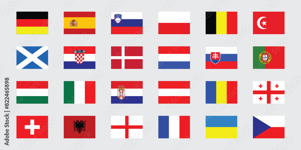 Euro 2024, Flat flags of euro 2024, flags of 24 participating countries ...