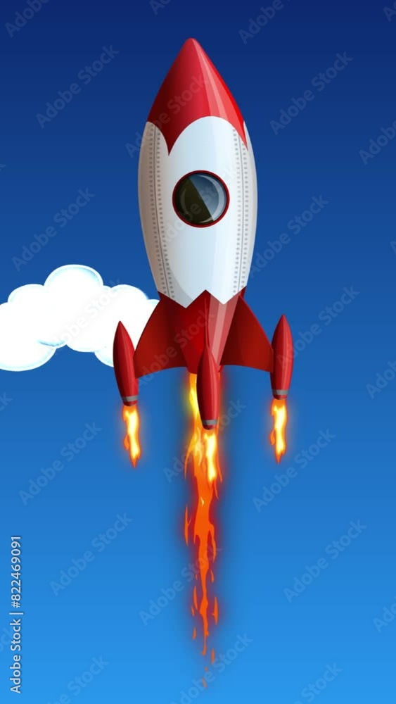 Vertical Rocket Through the Clouds 4K Loop features a rocket with ...